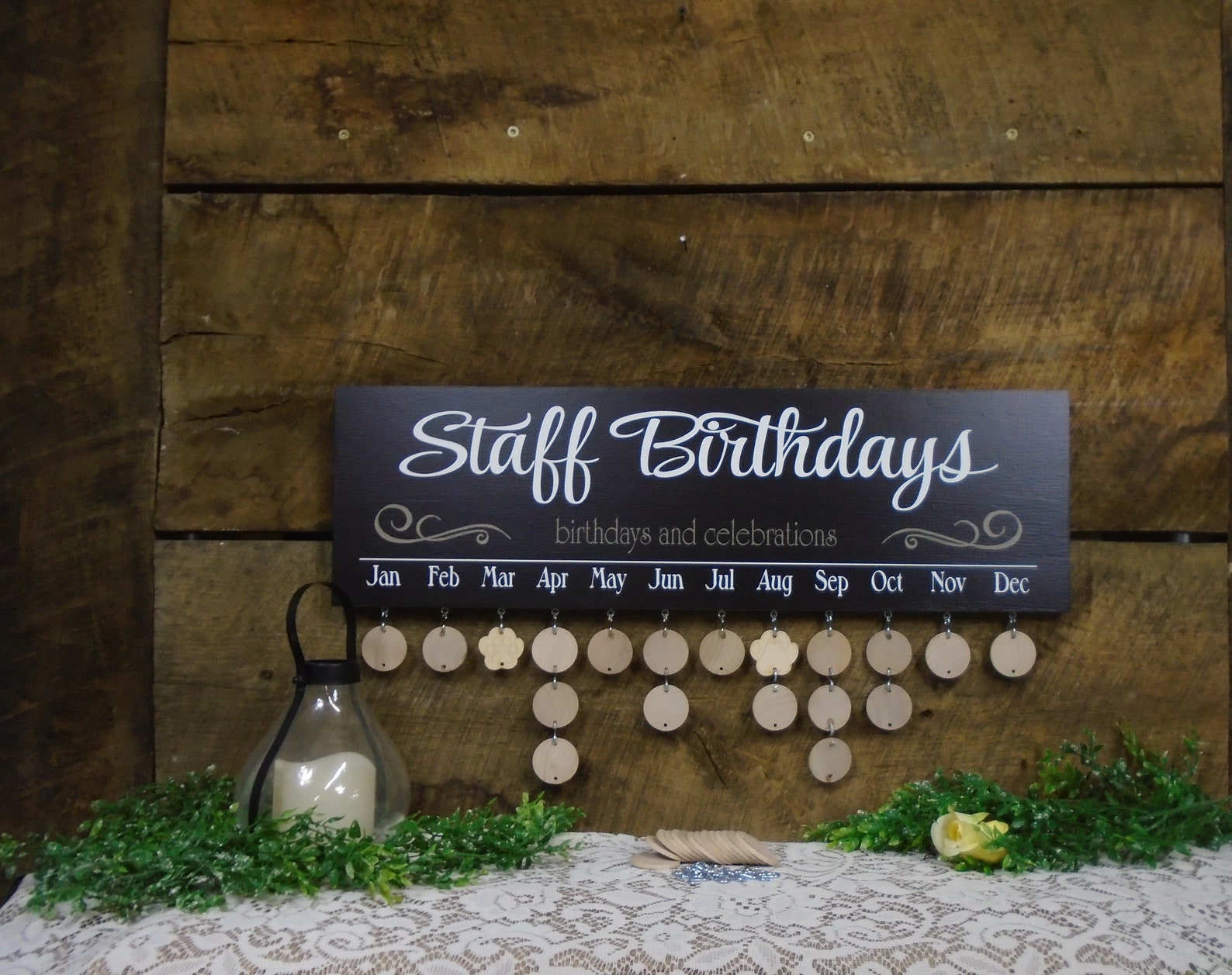 Office Birthday Calendar for Staff Birthdays Board Calendar Wood Discs ...