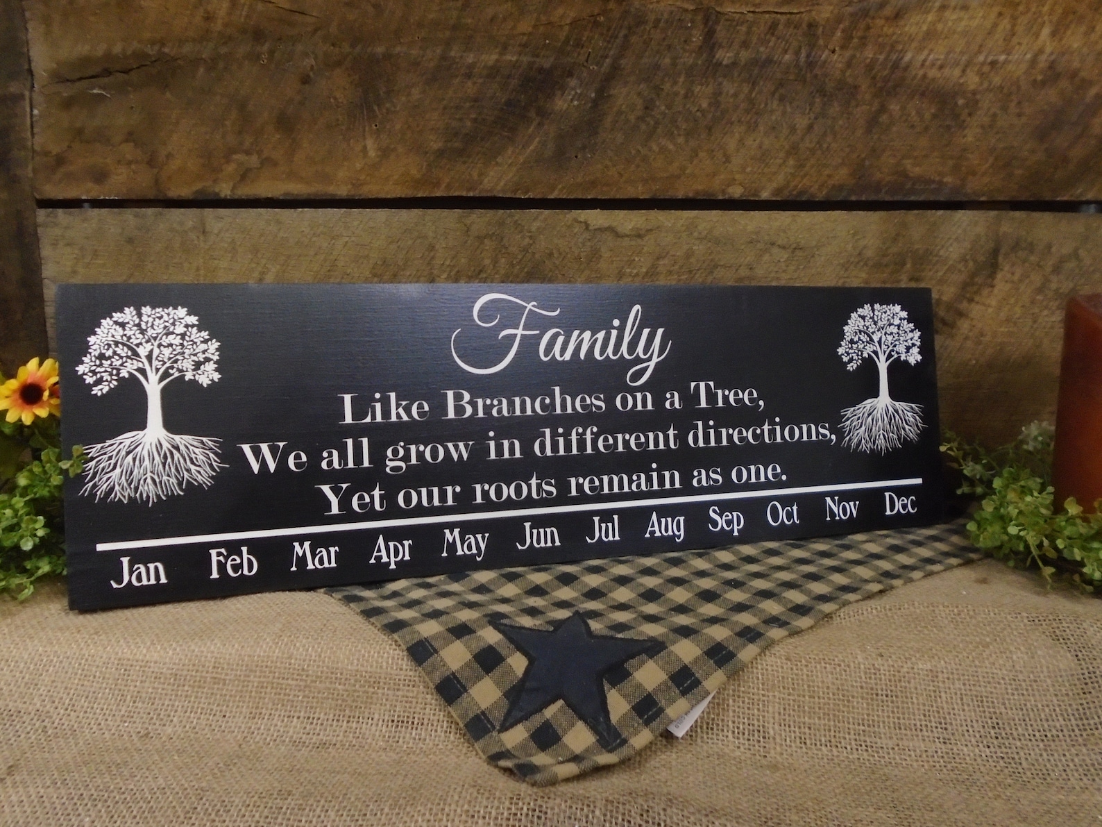 Birthday Calendar Family Rustic Style All Wood Calendar Board | Etsy