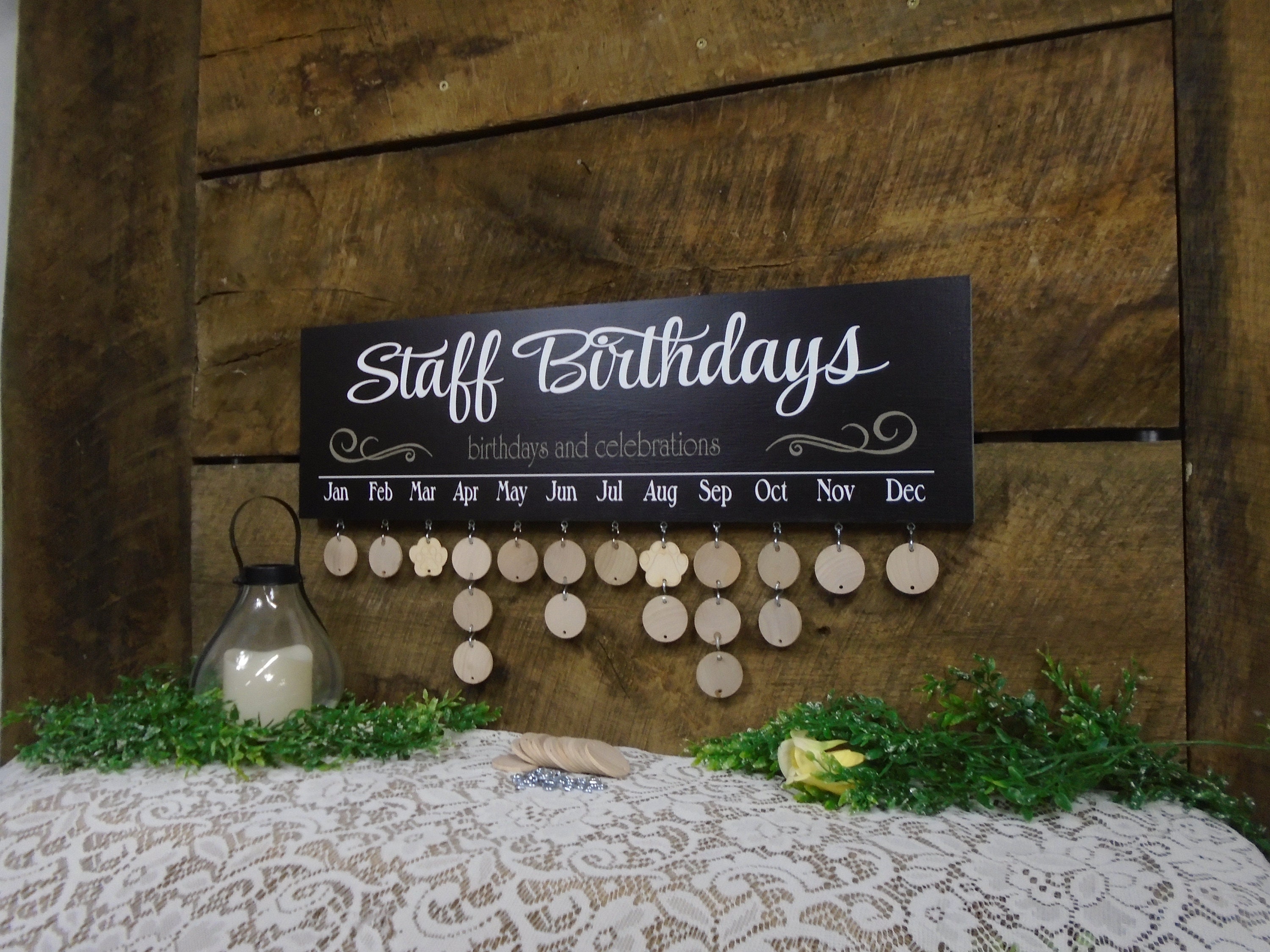Office Birthday Calendar for Staff Birthdays Board Calendar Wood Discs ...