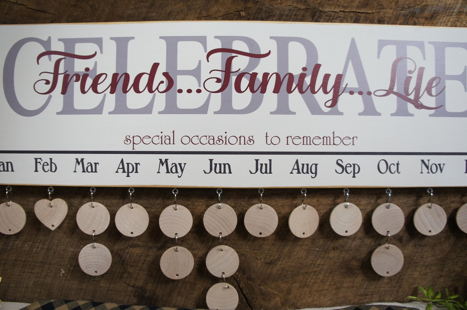 Family Birthday Calendar Family Rustic Style All Wood Calendar Board ...