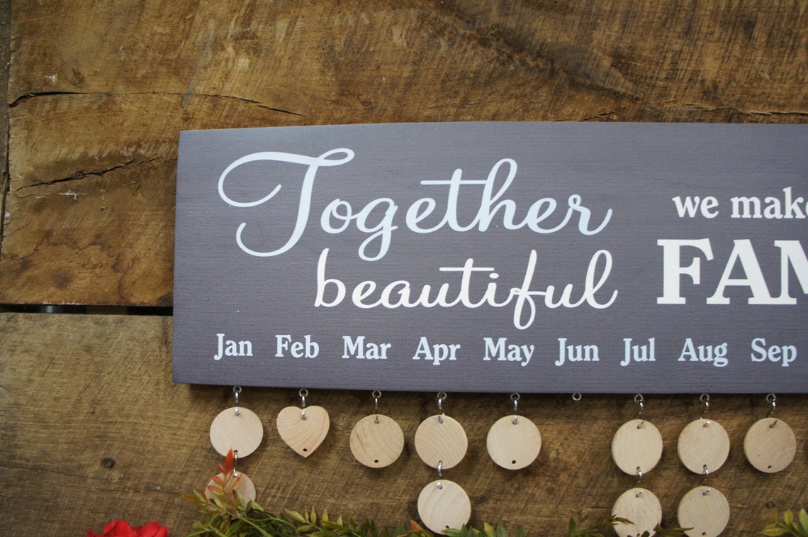 Family Birthday Calendar Board Rustic Style All Wood Calendar | Etsy