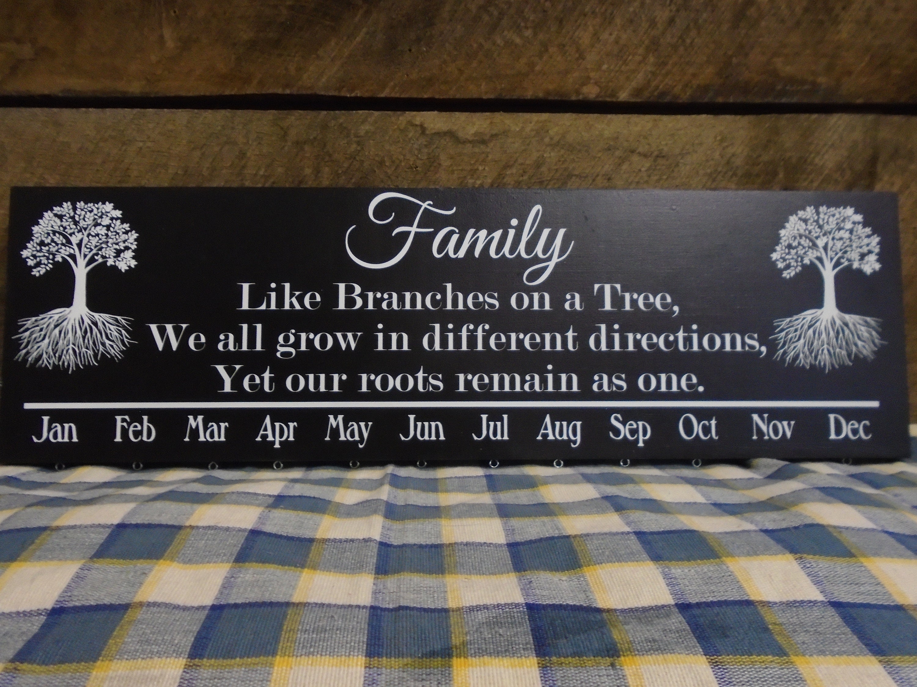 Birthday Calendar Family Rustic Style All Wood Calendar Board | Etsy