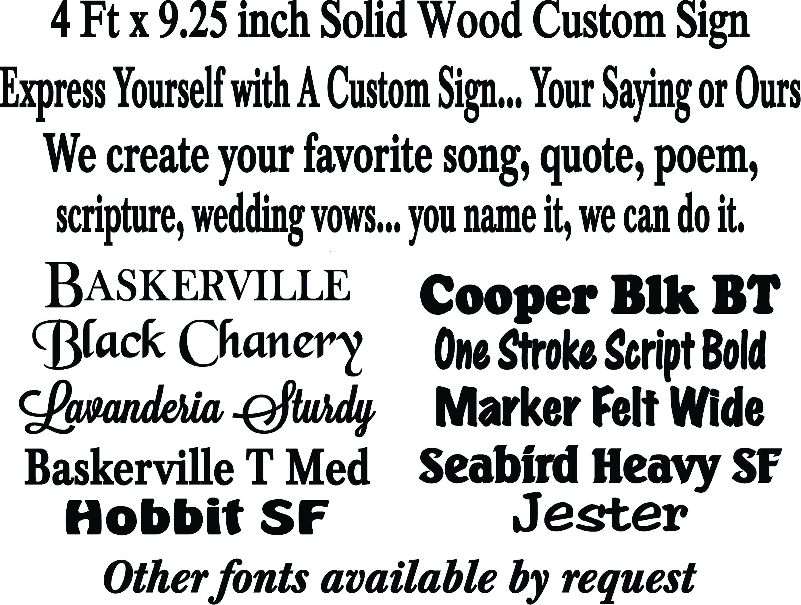 Custom Designed Wood Sign 4 Foot by 9.25 Inches Vertical or Horizontal ...