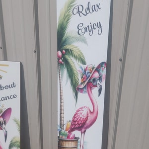 Summer Flamingo Porch Decor 3ft Wood Porch Leaner All Wood Approx 9 X ...