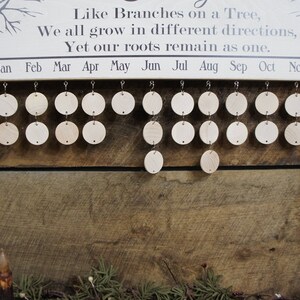 Family Birthday Calendar Family Rustic Style All Wood Calendar Board ...