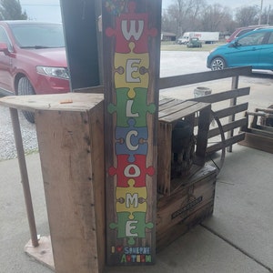 Autism Sign Welcome Porch Leaner Autism Awareness Decor 3ft All Wood ...