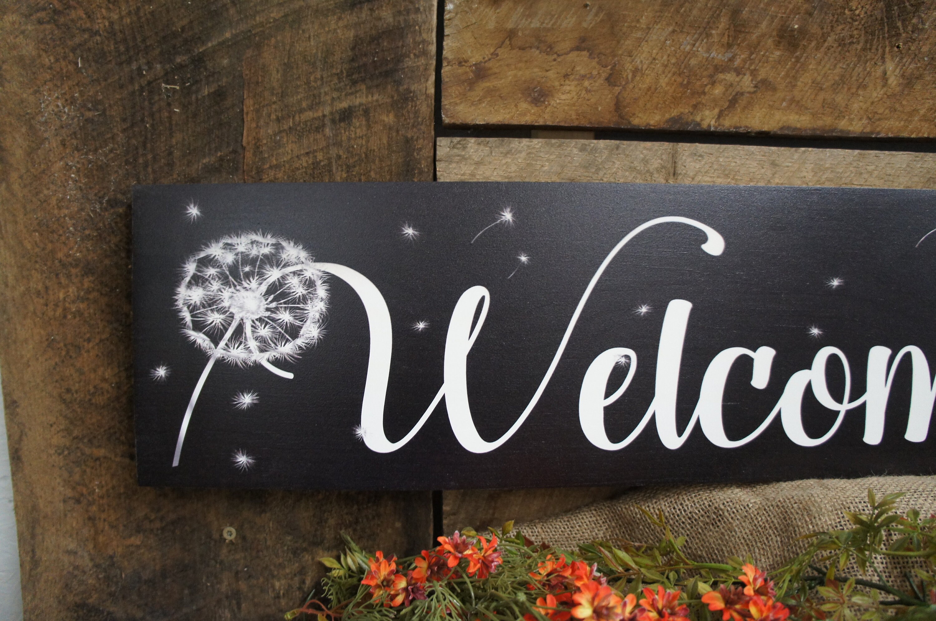 Welcome to Our Porch With Dandelion Blowing Across Entire Sign | Etsy