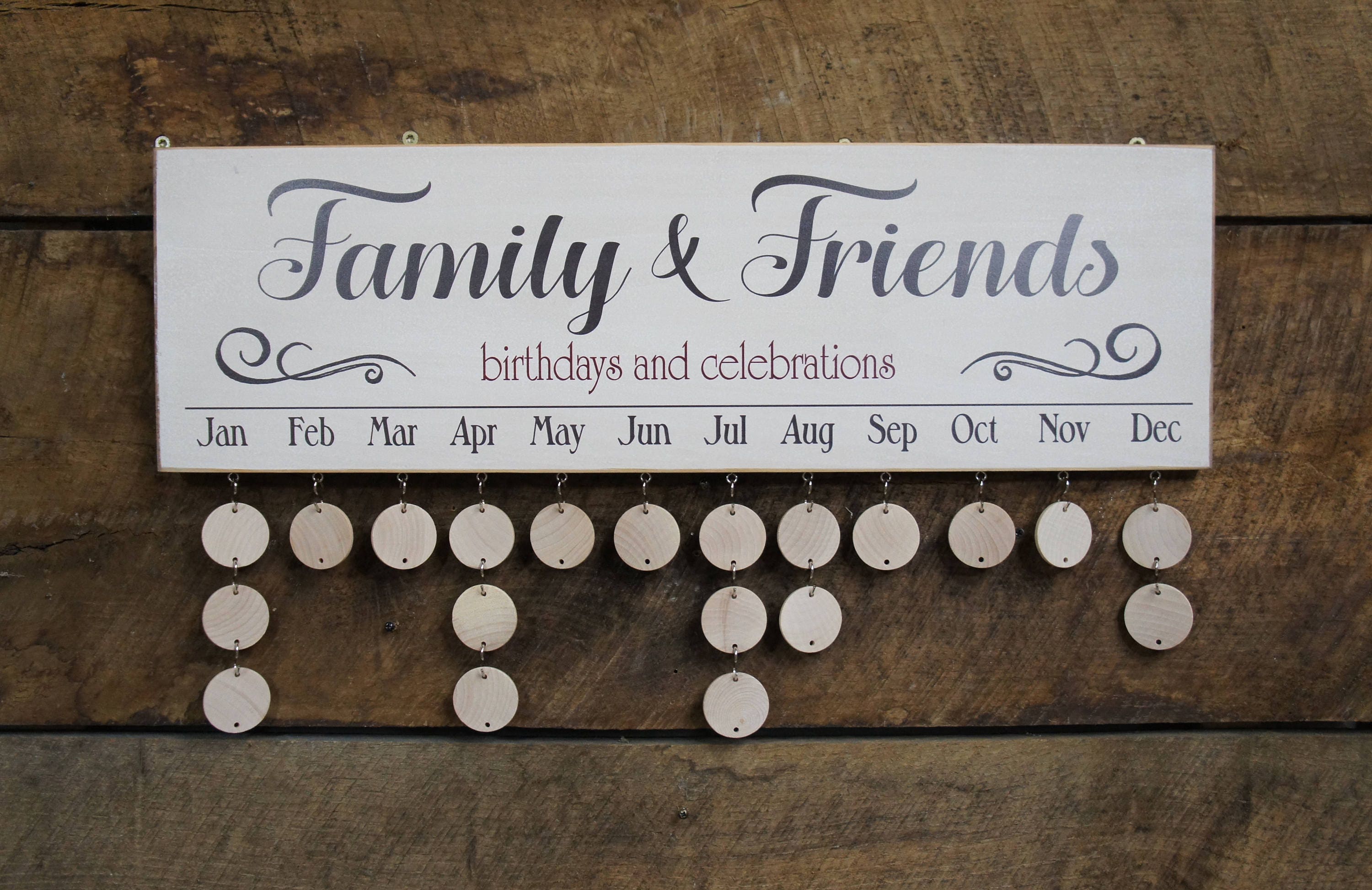 Family & Friends Wooden Monthly Calendar for Events | Etsy