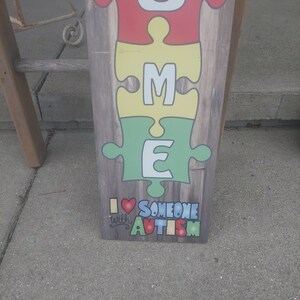 Autism Sign Welcome Porch Leaner Autism Awareness Decor 3ft All Wood ...