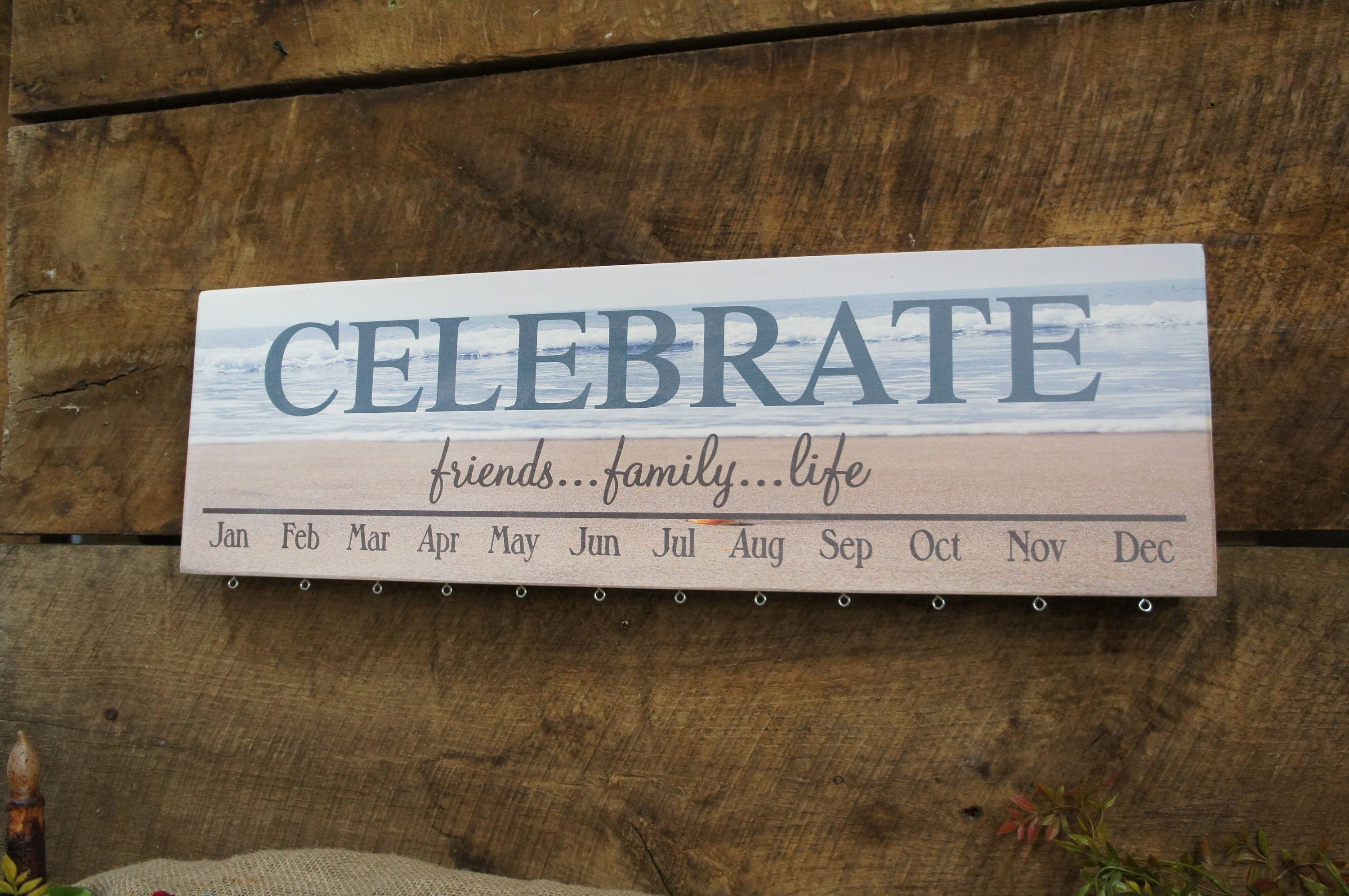 Birthday Calendar Family Friends Beachy Ocean Design All Wood - Etsy