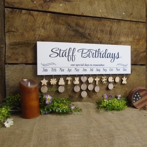 Office Birthday Calendar for Staff Birthdays Board Calendar Wood Discs ...