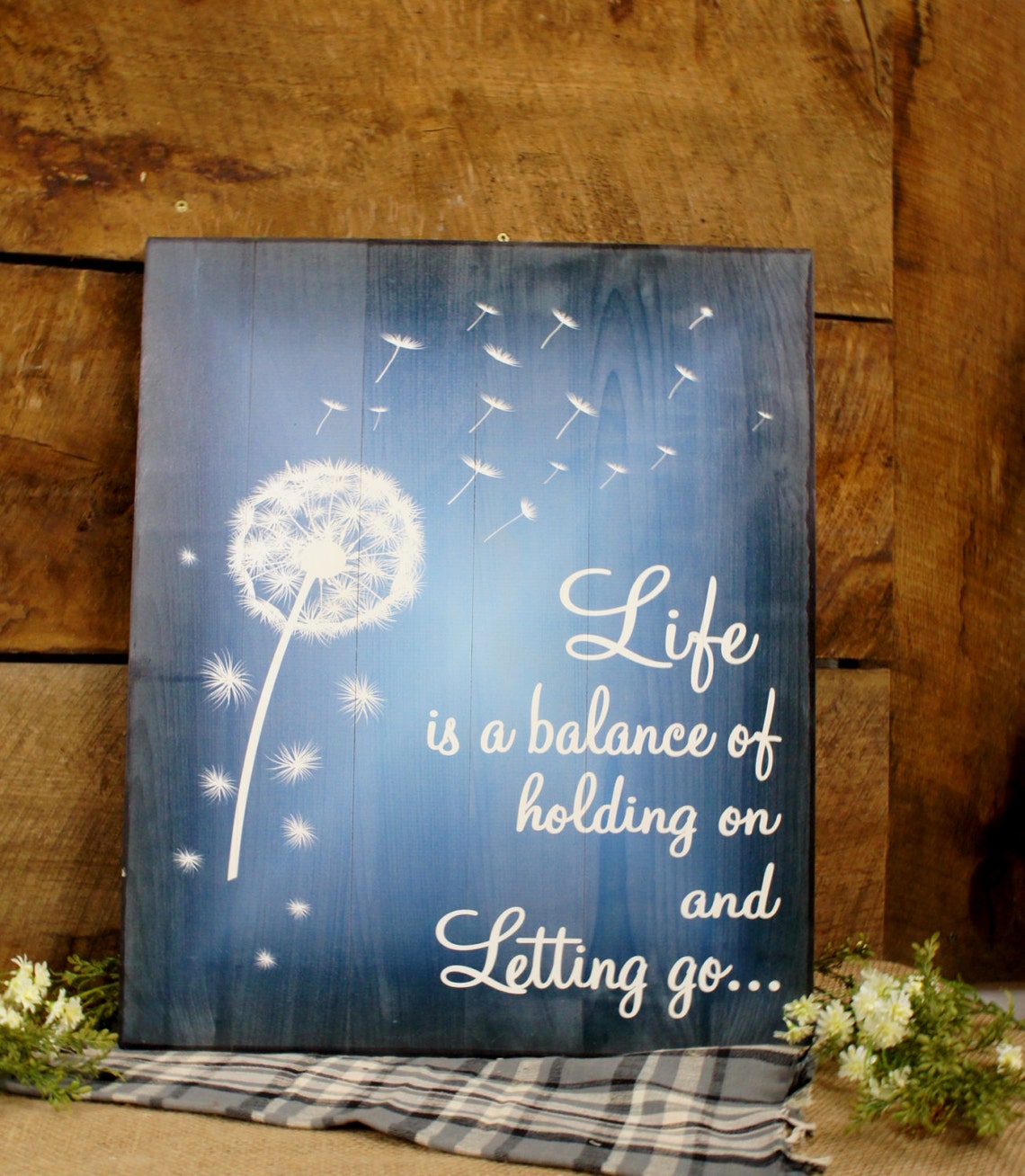 Slat Sign Dandelion Blowing Away in Wind Life is a Balance of | Etsy