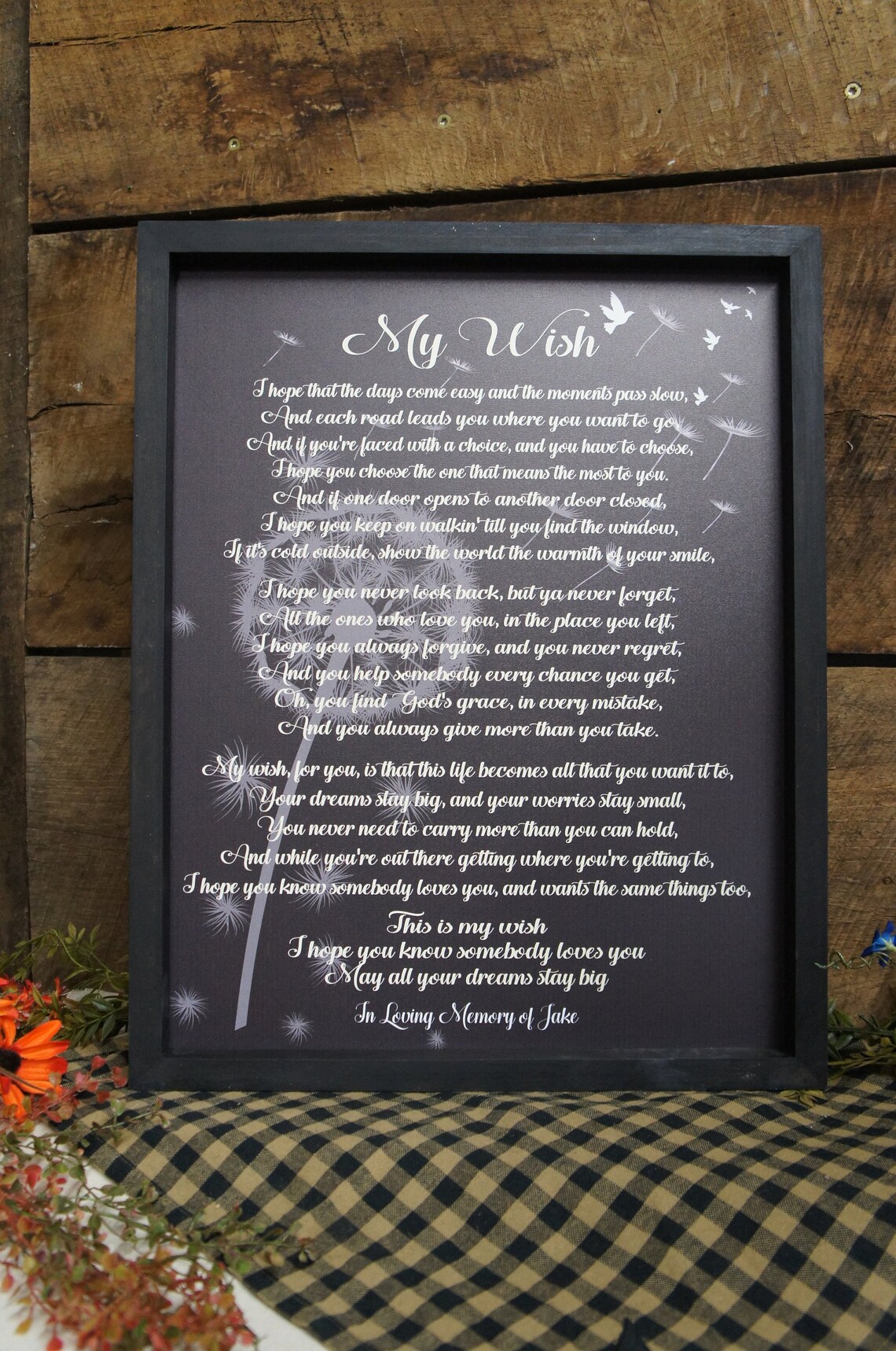 My Wish Framed Free Chgs Classy Rustic Design - Etsy