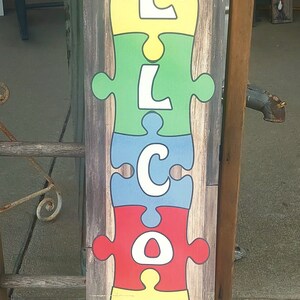 Autism Sign Welcome Porch Leaner Autism Awareness Decor 3ft All Wood ...