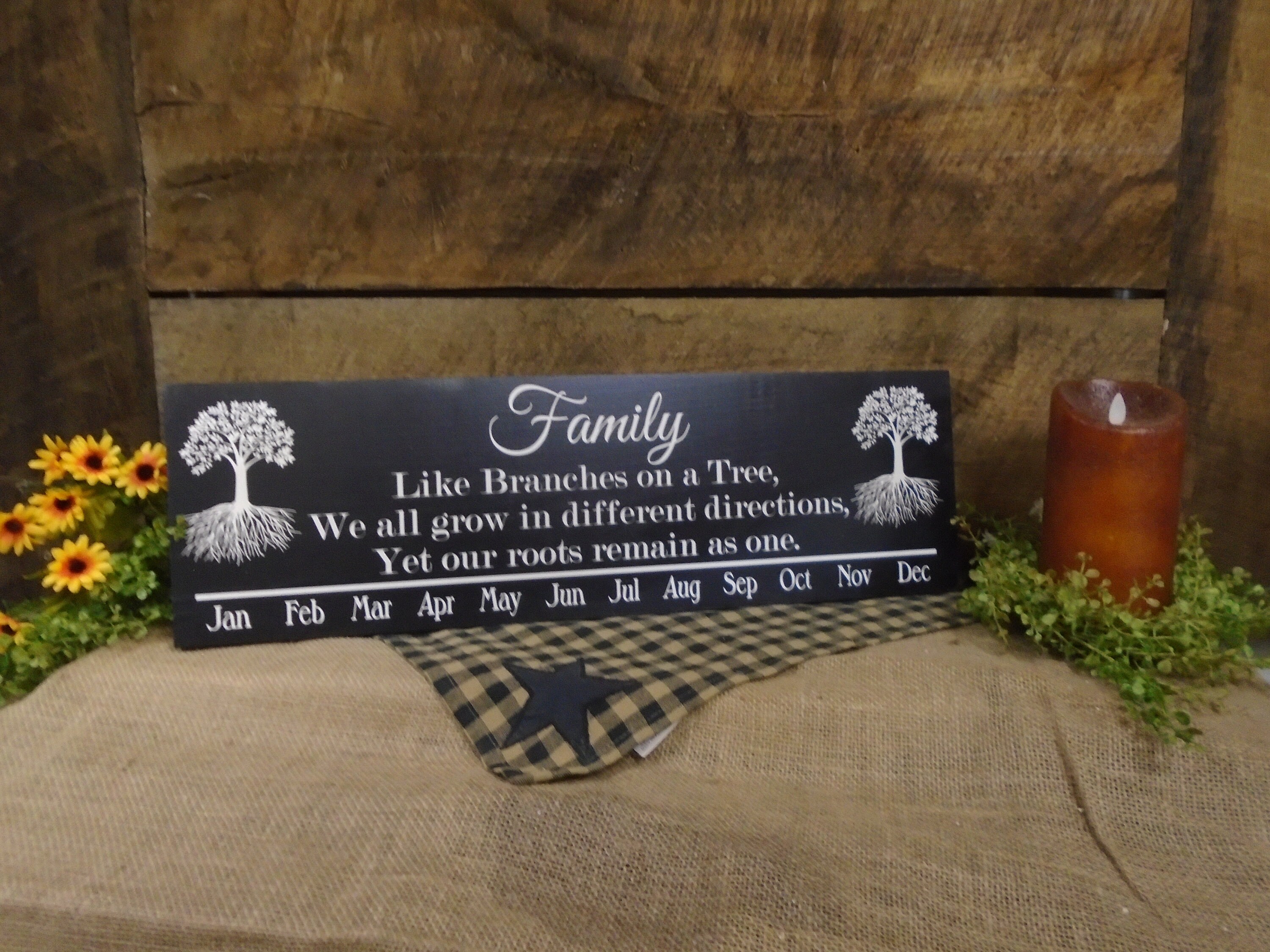 Birthday Calendar Family Rustic Style All Wood Calendar Board | Etsy