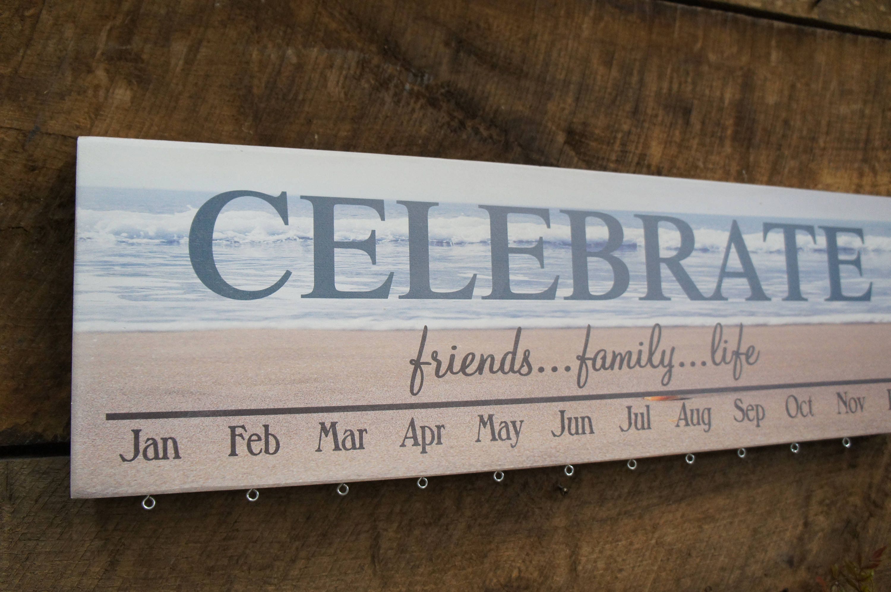 Birthday Calendar Family Friends Beachy Ocean Design All Wood - Etsy