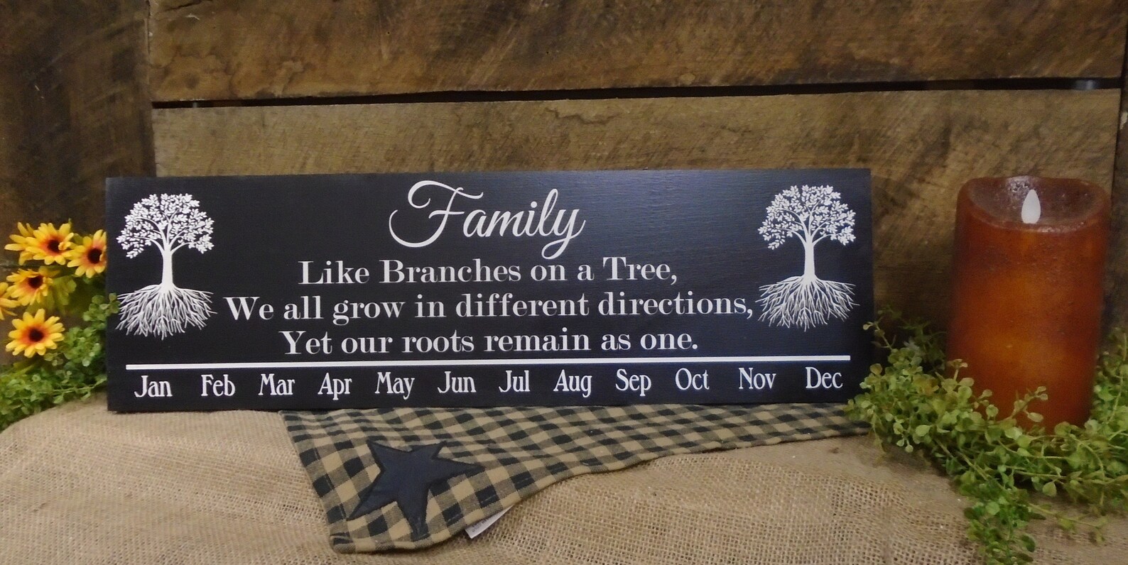 Birthday Calendar Family Rustic Style All Wood Calendar Board | Etsy