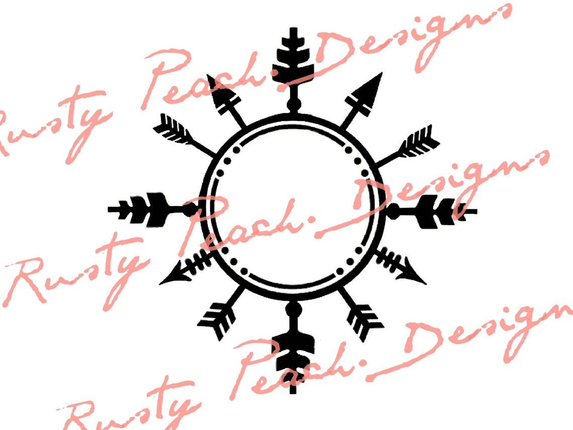 Arrow Monogram Border Cutting File Download SVG PNG | Etsy