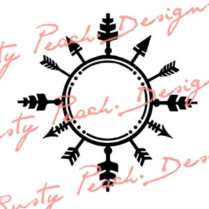 Arrow Monogram Border Cutting File Download SVG PNG - Etsy