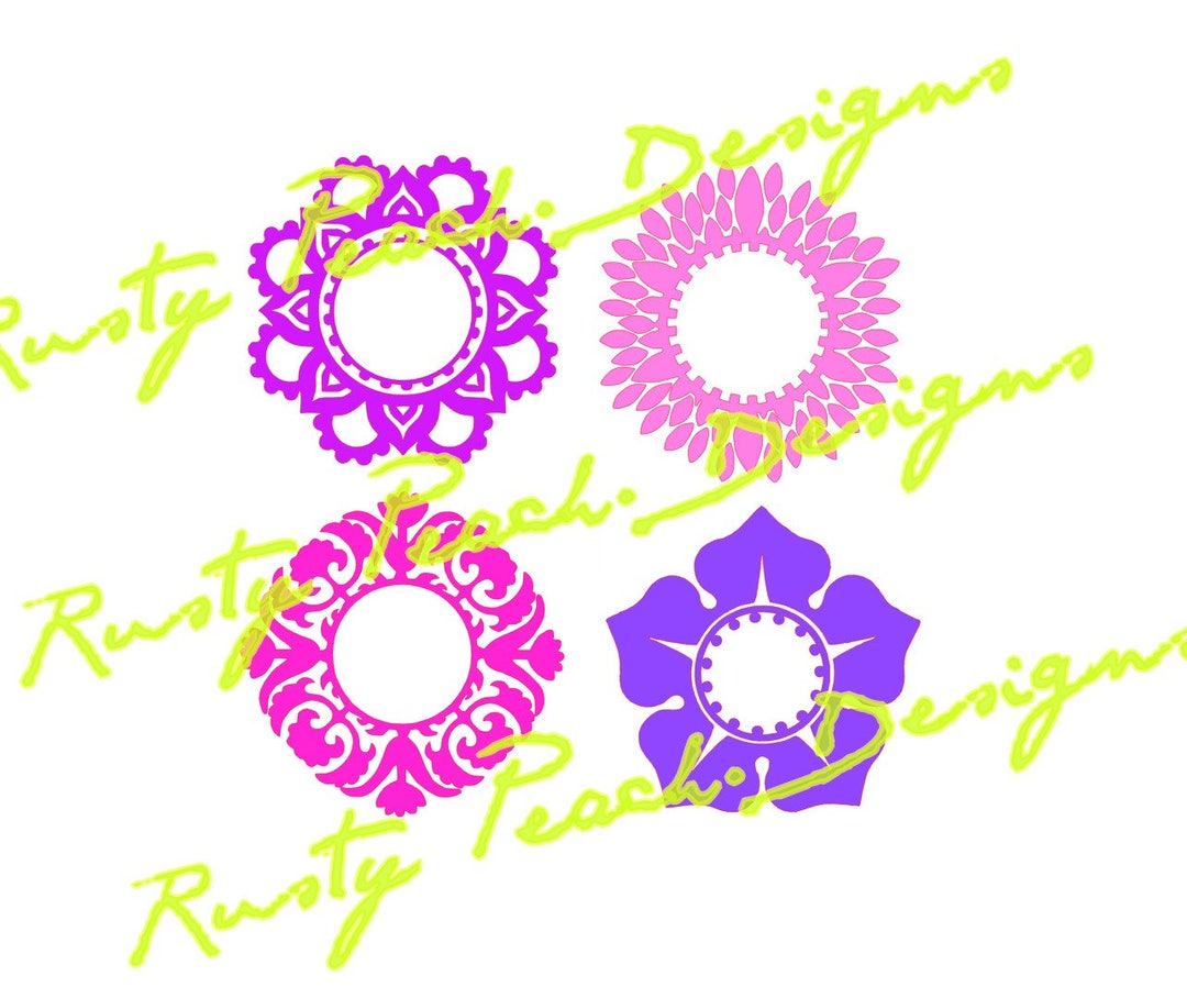 Mandala Monogram Border Cutting Files, Flower Monogram, Download, SVG ...