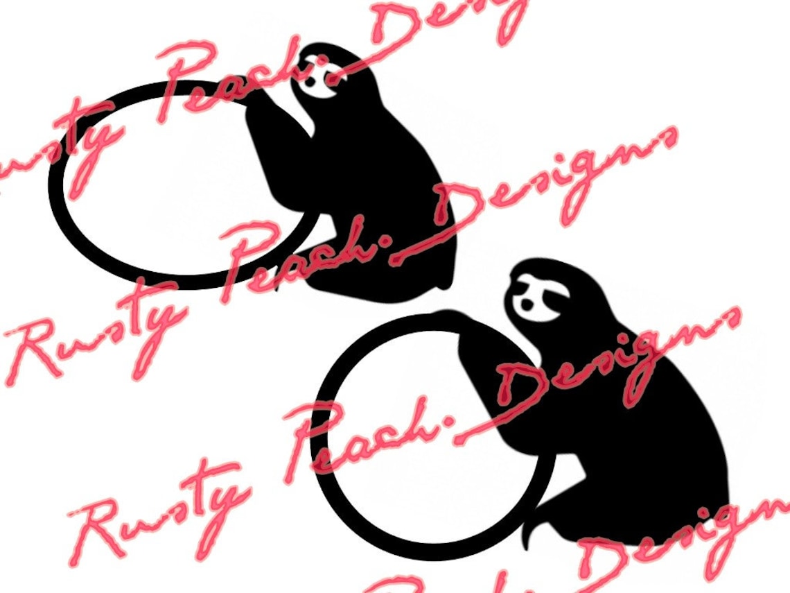 Sloth Monogram Border Cutting Files Download SVG PNG - Etsy