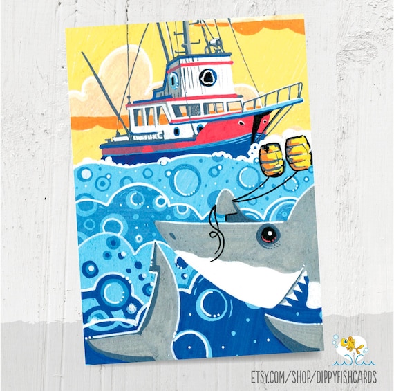Shark Card Great White Card Jaws Card Shark Birthday Card - Etsy