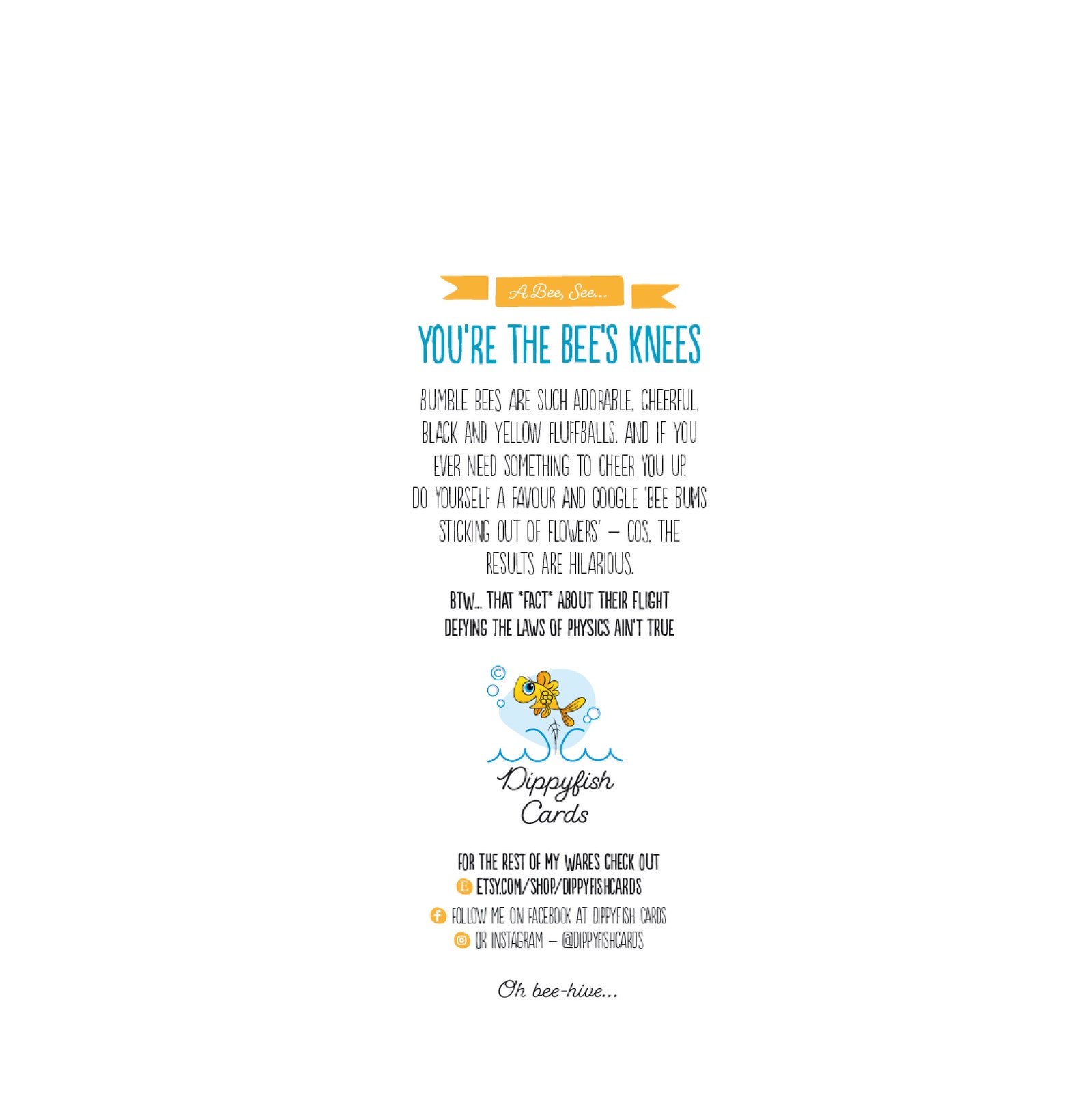 Bumble Bee Card, Don't Worry Bee Happy, Cute Bee, Bee Pun, Cheer up ...