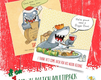 Shark Christmas Card Santa Jaws Bigger Boat Shark Great | Etsy