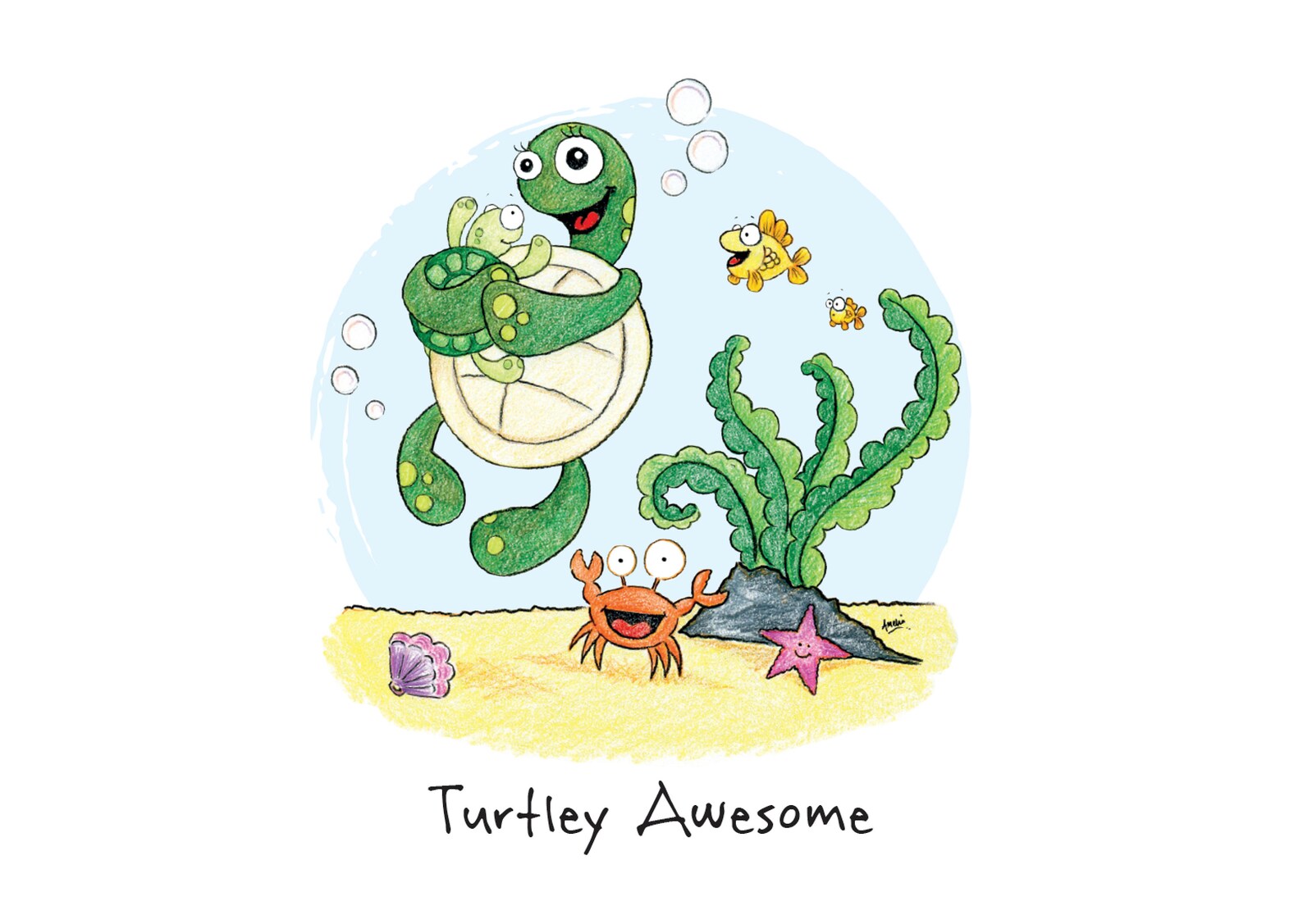 Turtley Awesome Card Turtle Pun Congratulations Postcard - Etsy