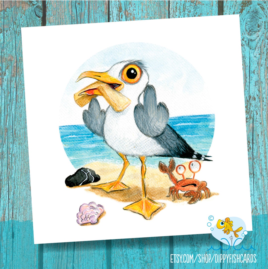 Chip Thief Gull Card, Giz A Chip Card, Seagull Birthday Card, Rude ...