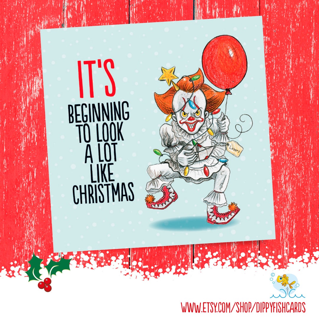 It Christmas Card, Clown Christmas Card, Horror Fan Christmas Card ...