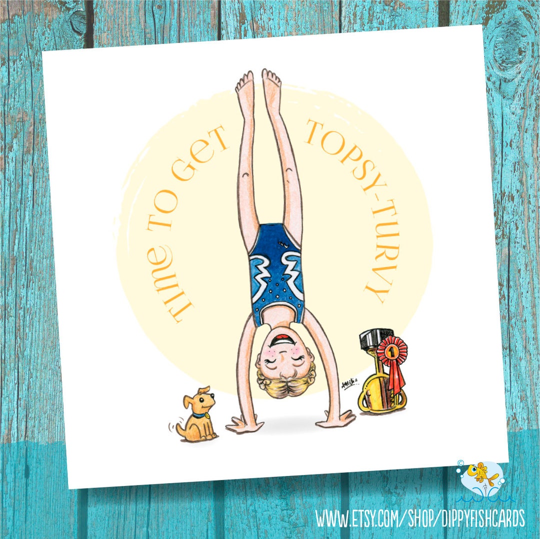 Card for Gymnast, Gymnastics Birthday Card, Good Luck Card, Card for ...