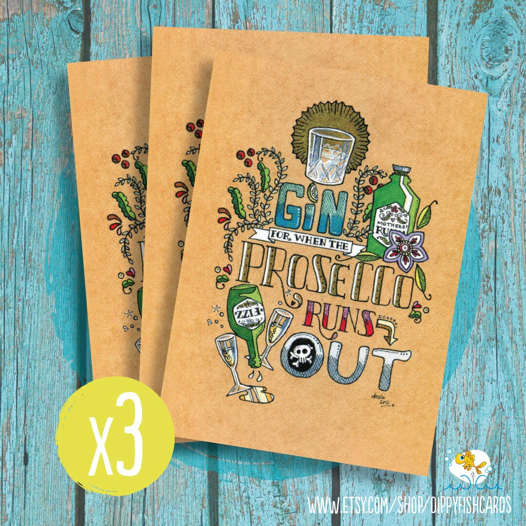 Gin and Prosecco Card Multipack, Triple Gin, Boozy Birthday, Greetings ...
