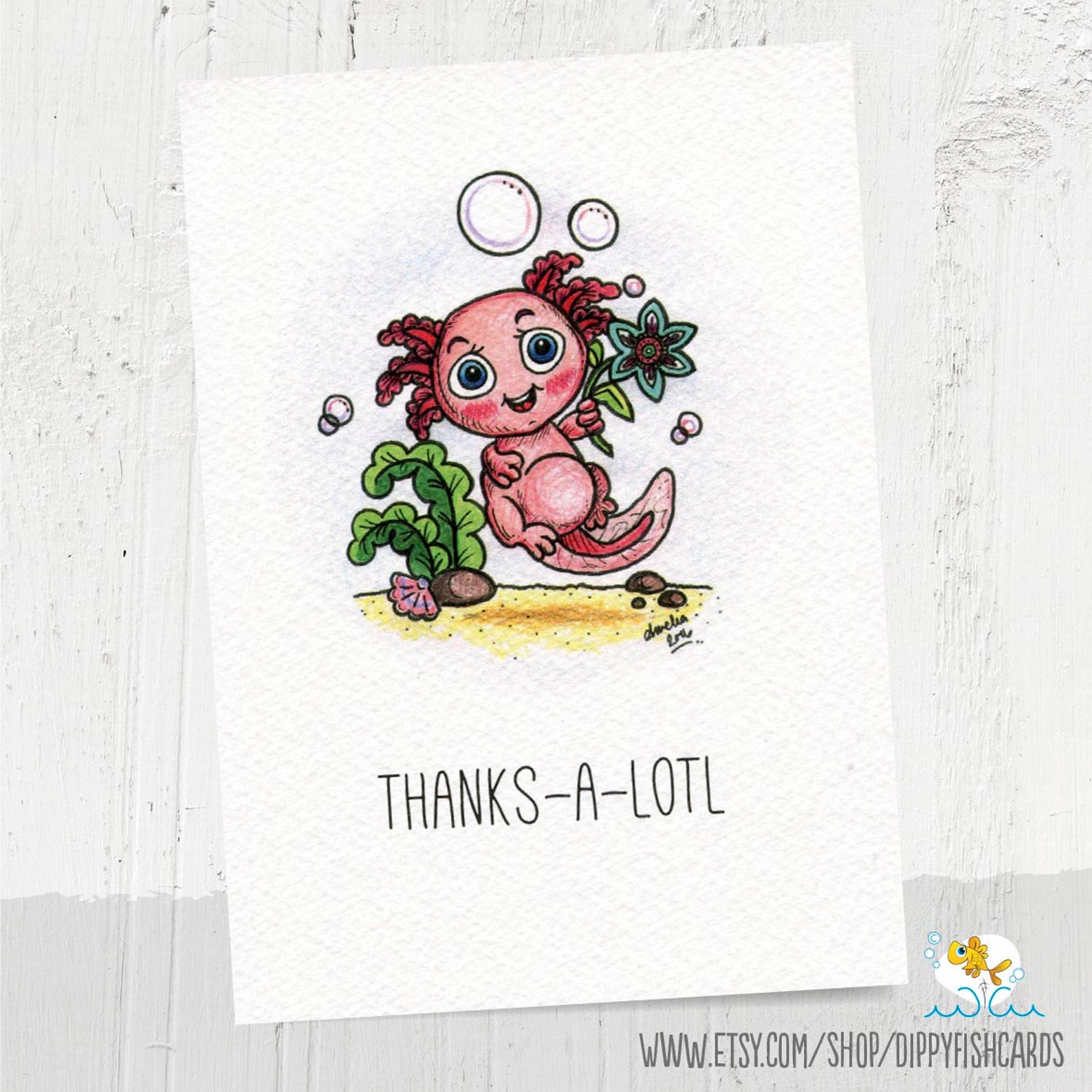 Axolotl Thank You Card, Thank You Mum - Etsy
