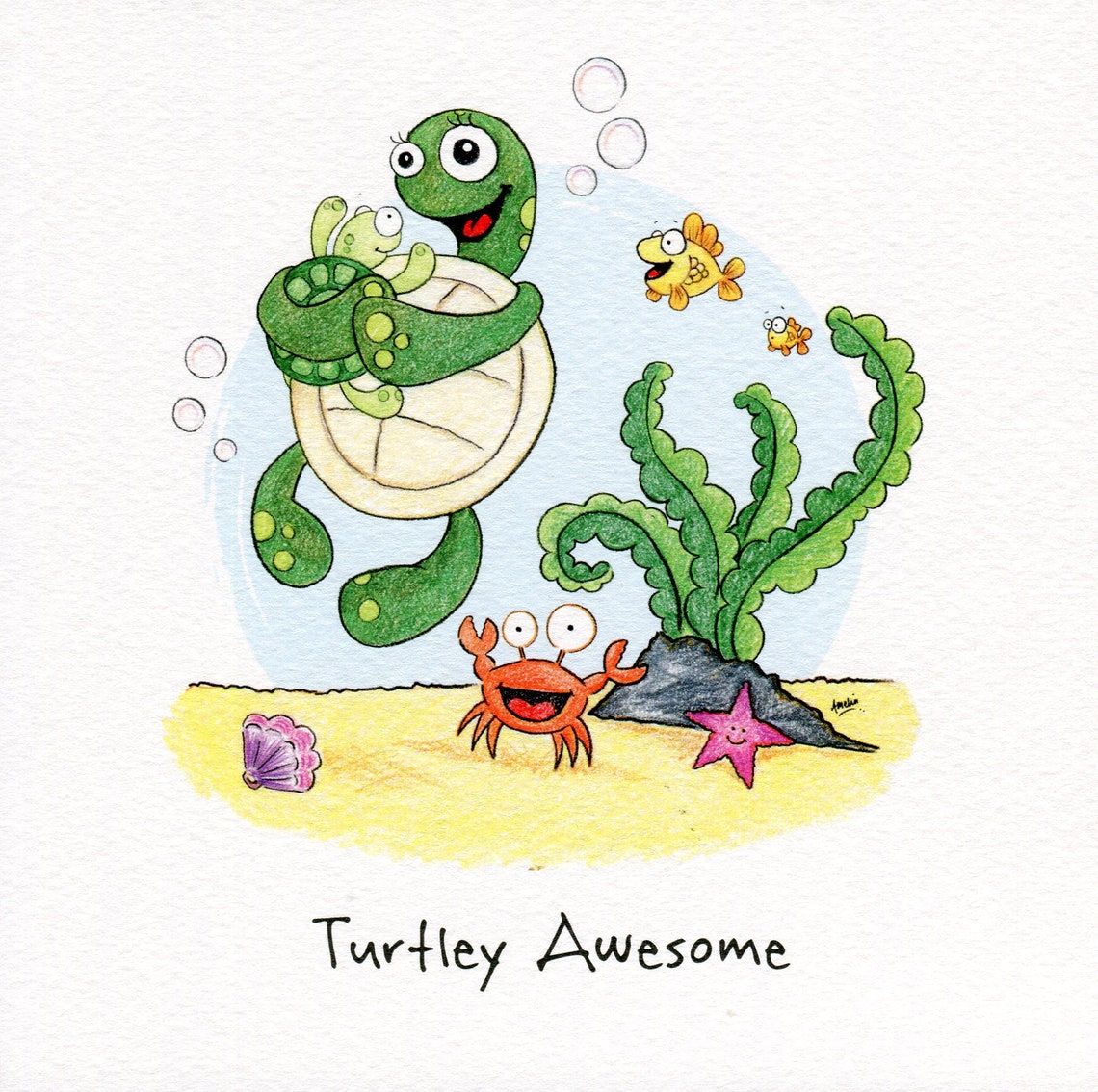 Turtley Awesome Turtle Pun Birthday Card Cheer up Card - Etsy