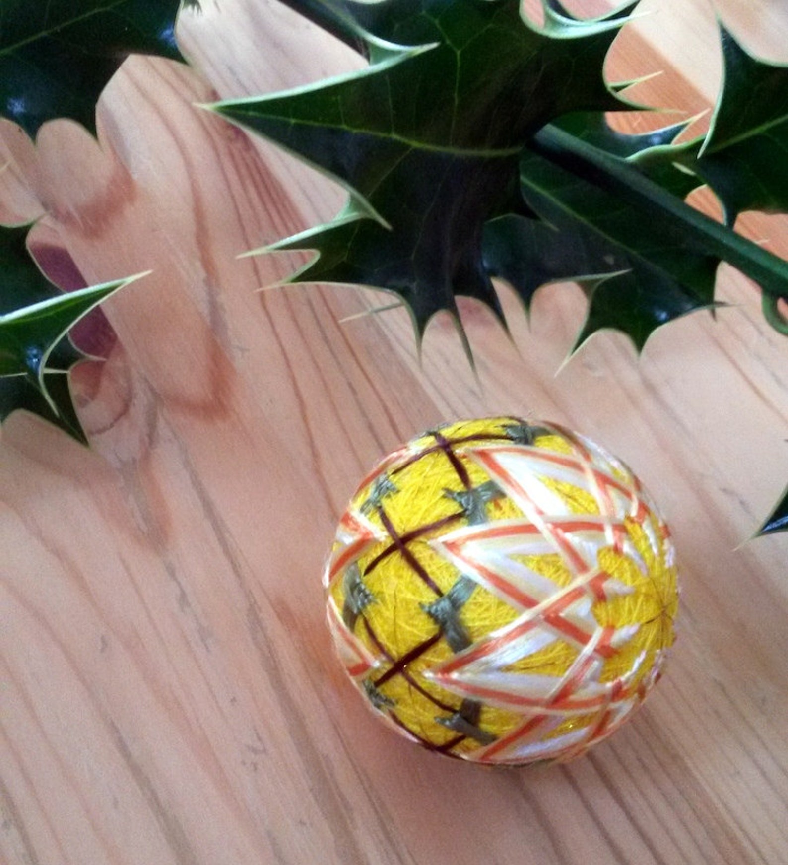 Yellow Holiday Decoration, Mini Temari, Japanese Chrysanthemum, Origami ...