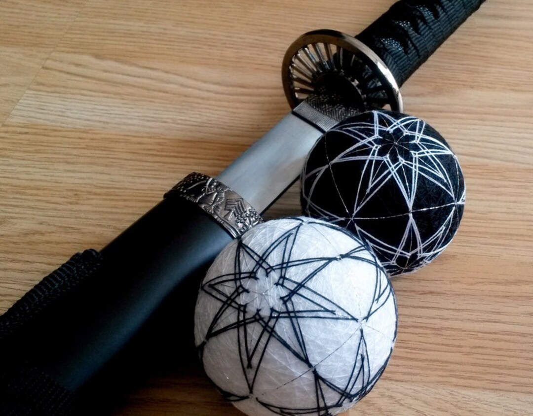 Japanese Temari Balls: Yin Yang Zen Decor, Hand Embroidered (2.5") - Etsy
