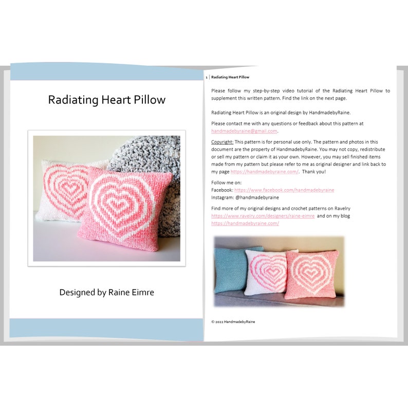 Radiating Heart Pillow PDF Crochet Pattern - Etsy