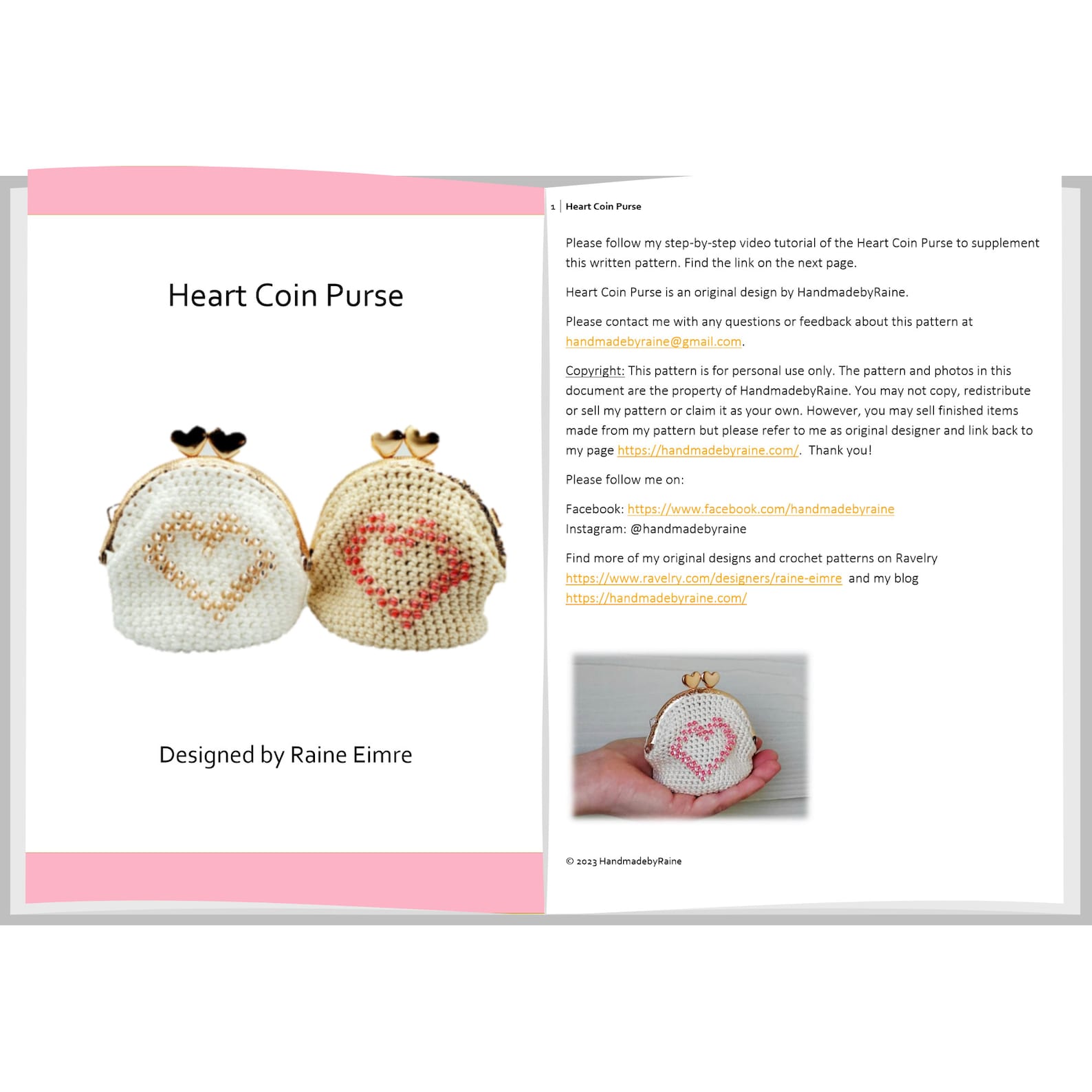Heart Coin Purse PDF Crochet Pattern - Etsy