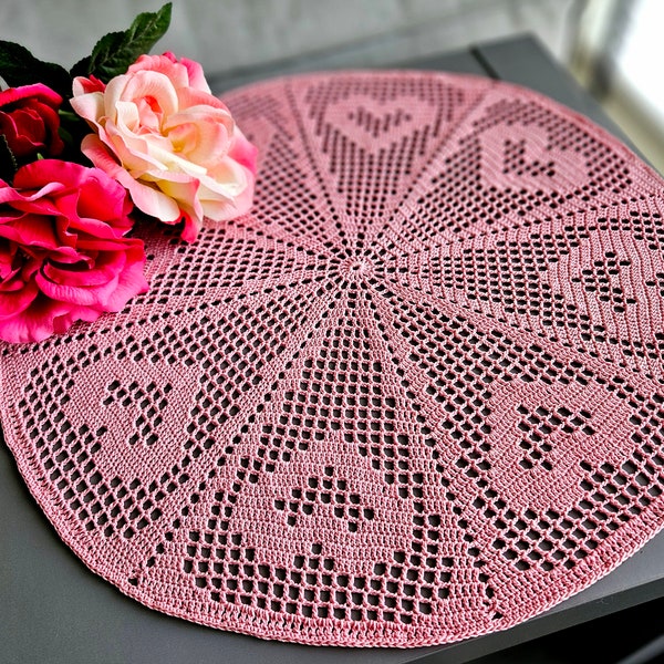 Crochet Heart Doily - Etsy