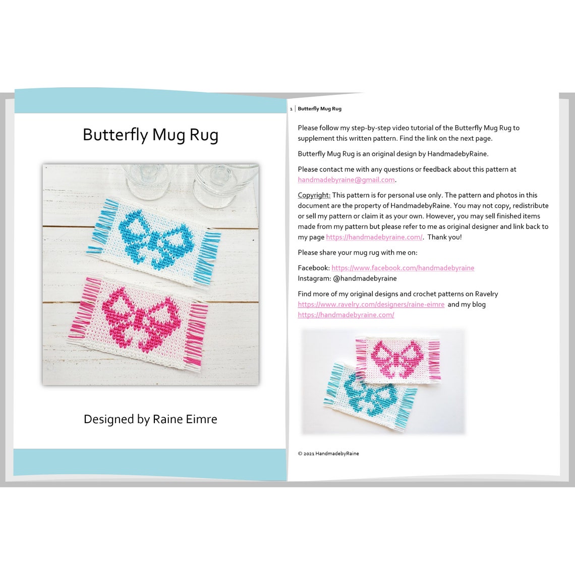 Butterfly Mug Rug PDF Crochet Pattern | Etsy