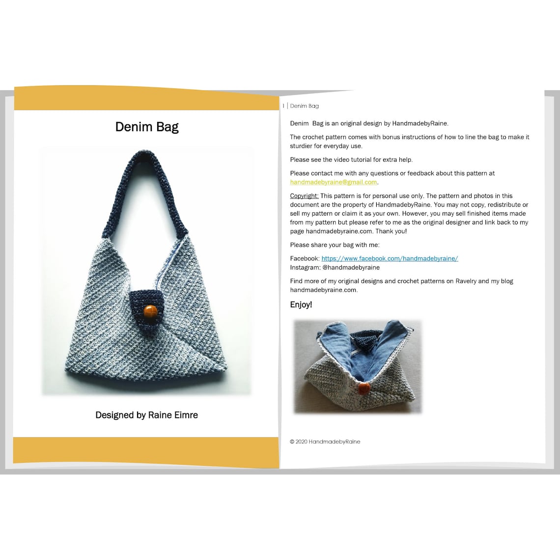 Denim Bag PDF Crochet Pattern - Etsy