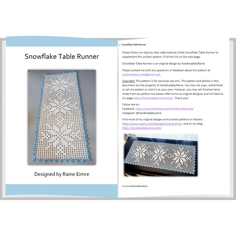 Snowflake Table Runner PDF Crochet Pattern - Etsy