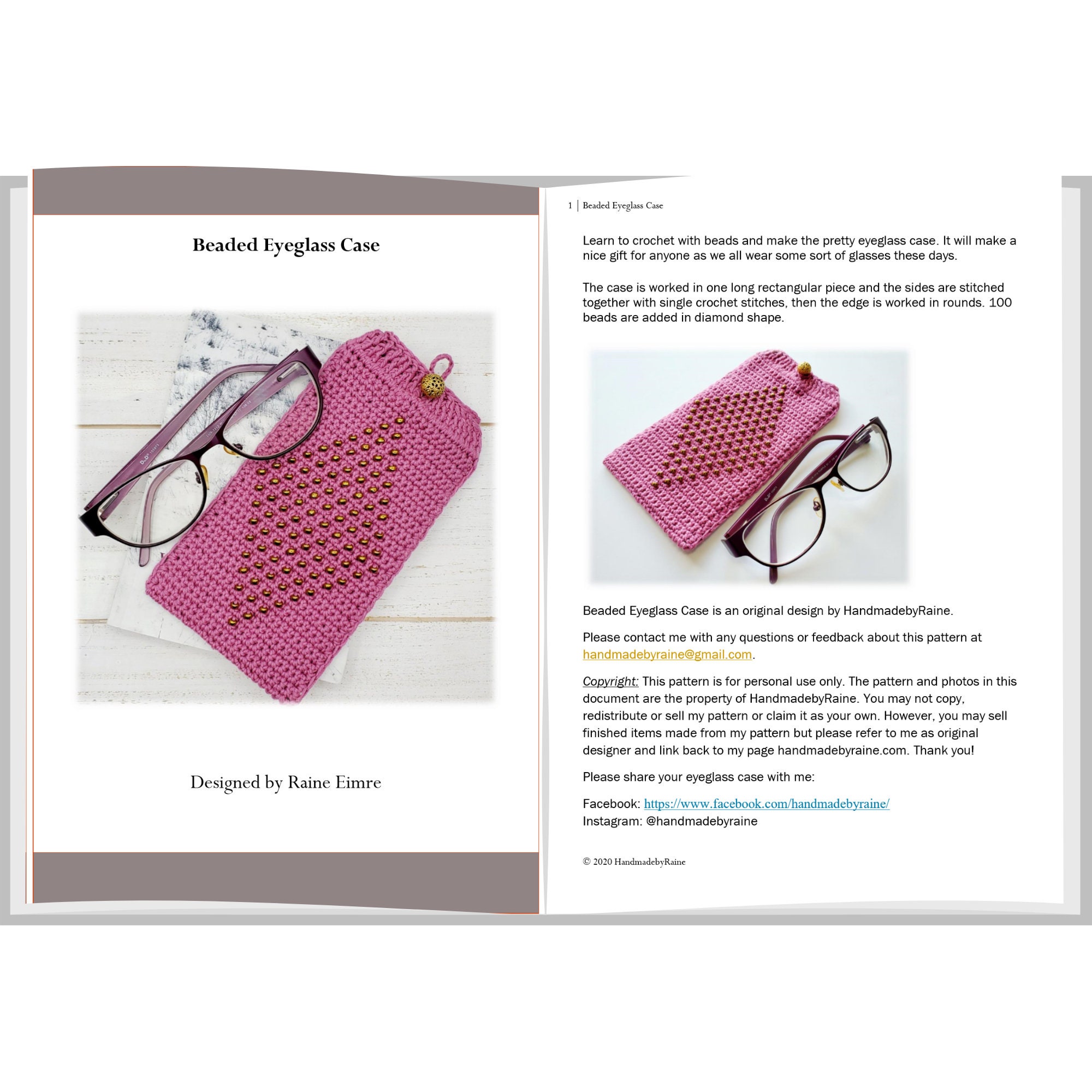 Beaded Eyeglass Case PDF Crochet Pattern - Etsy