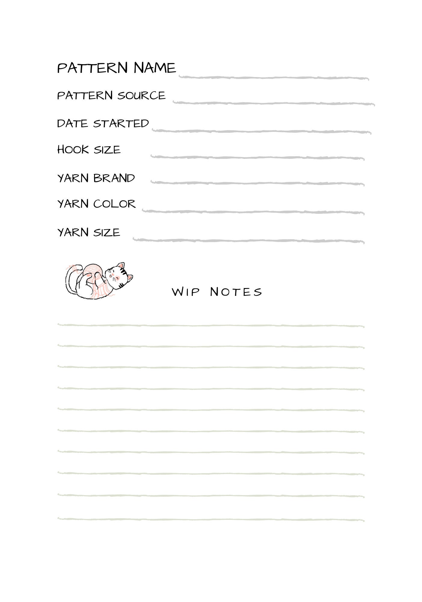 Printable Crochet WIP Notecards Instant Download Work in - Etsy