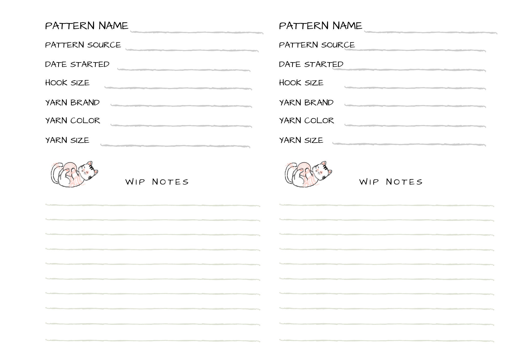 Printable Crochet WIP Notecards Instant Download Work in - Etsy