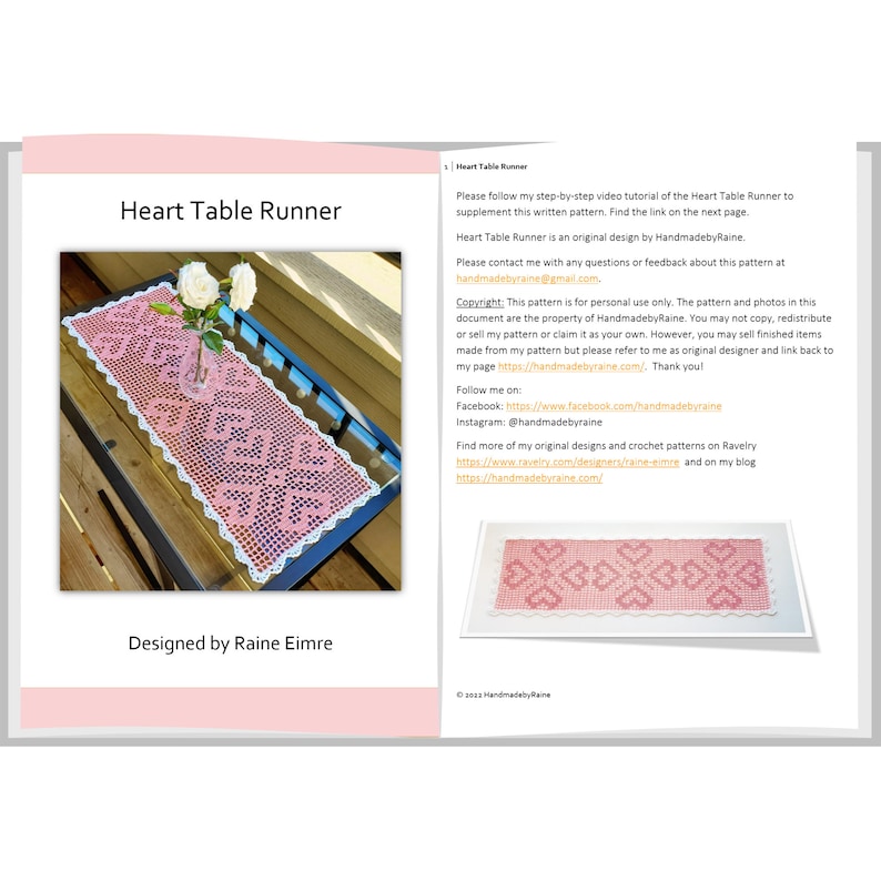 Heart Table Runner PDF Crochet Pattern | Etsy