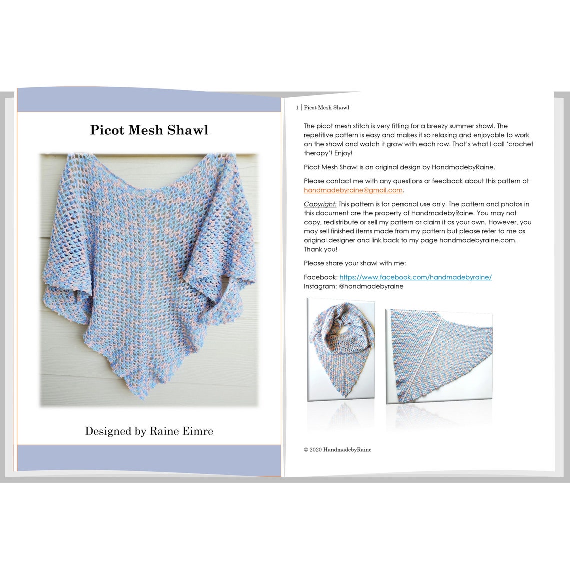 Picot Mesh Shawl PDF Crochet Pattern - Etsy