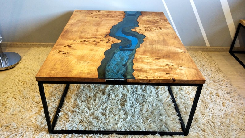 Live Edge River Glass Coffee Table - Etsy