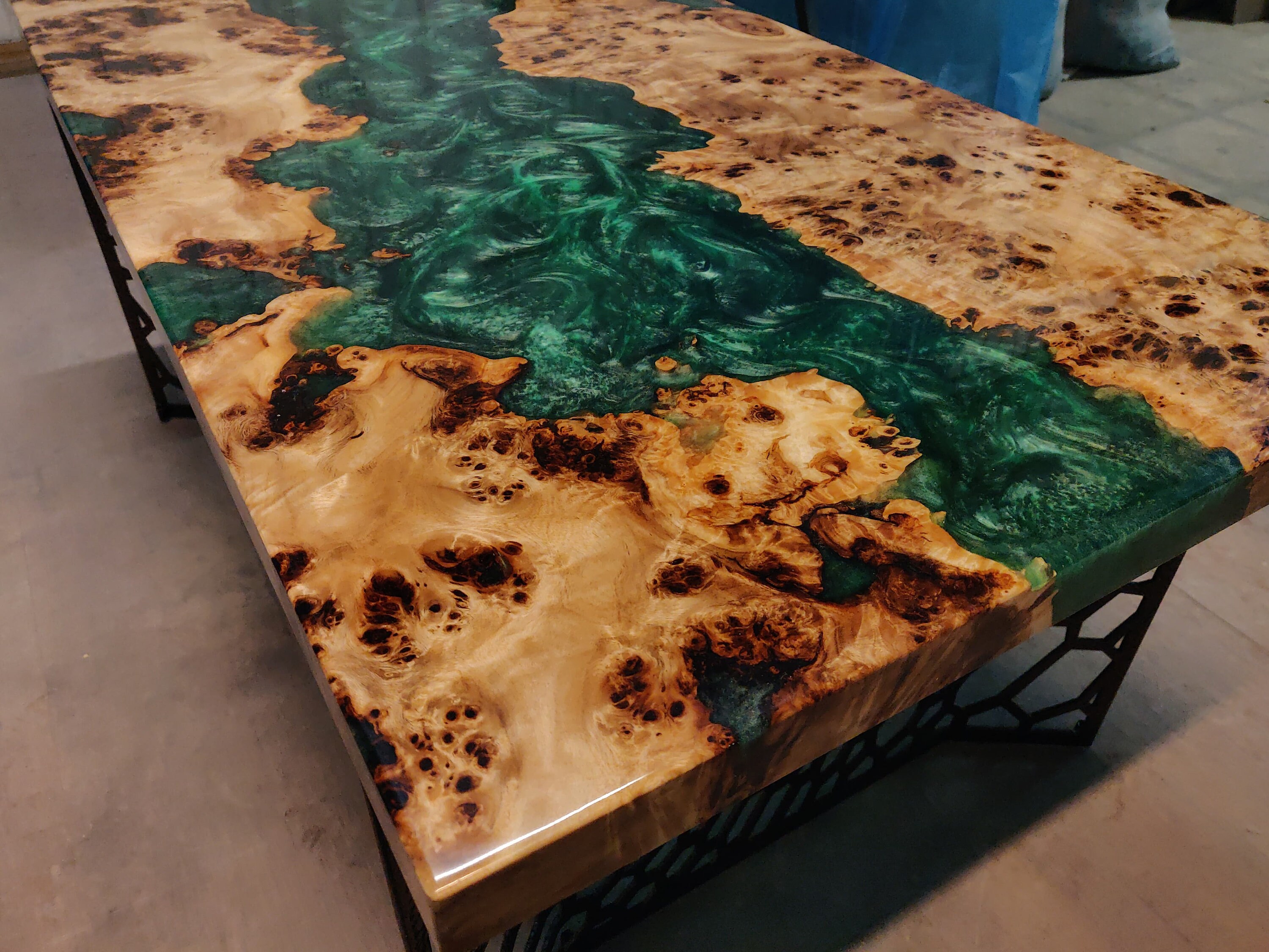 Dark Green Metallic River Coffee Table - Etsy